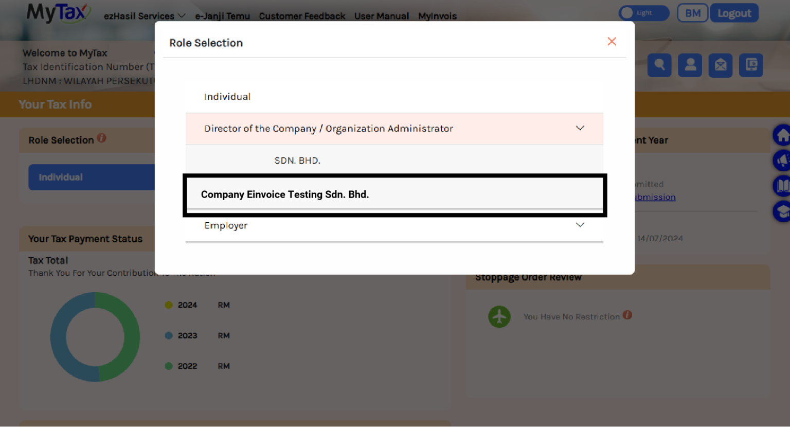 Role Application in MyTax – First Step for E-Invoice Access