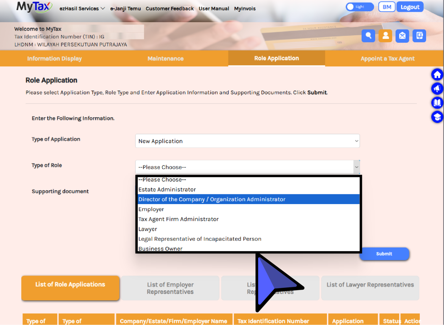 Role Application in MyTax – First Step for E-Invoice Access